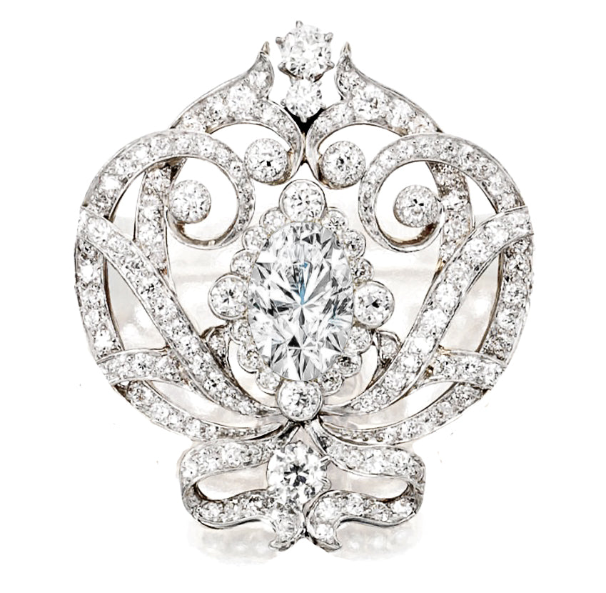 Silver Ornate Cubic Zirconia Brooch with Clear Center Stone – Bling by ...