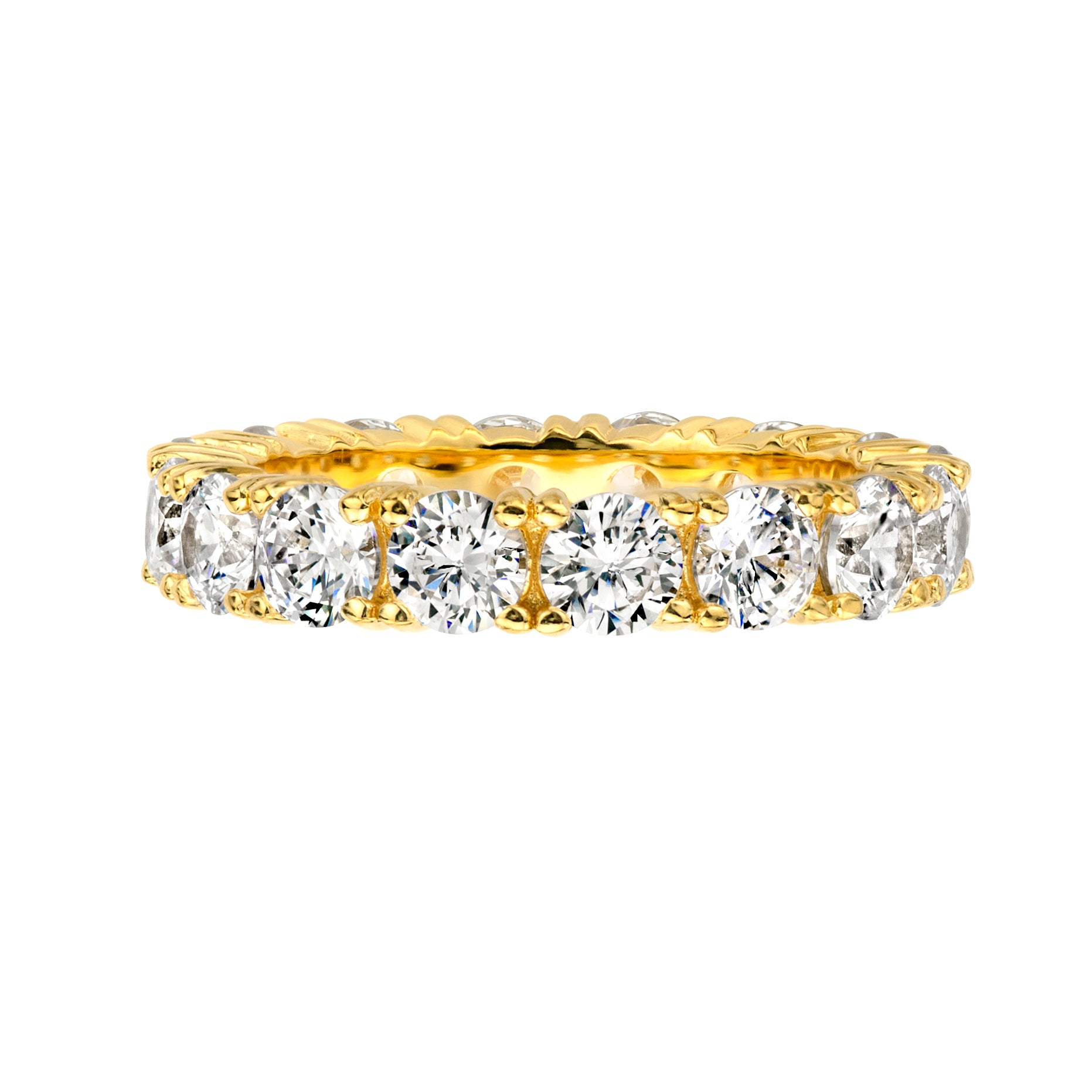 18 Kt Gold Plated 4mm Cubic Zirconia Round Eternity Ring Band – Bling ...